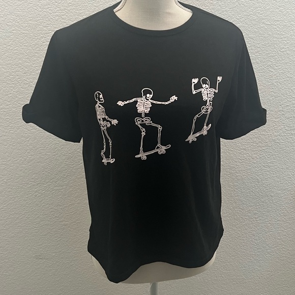 Tops | Skeleton Skateboarding Tee | Poshmark